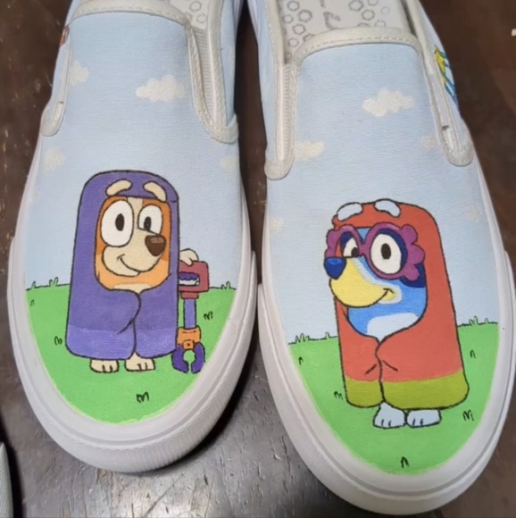 Vans | Shoes | Custom Bluey And Bingo Shoes | Poshmark